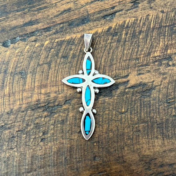 Jewelry | Authentic Sterling Silver Turquoise Cross From Mexico | Poshmark